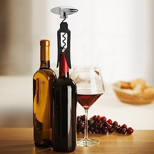 OGGI Wine Bottle Opener, Self Pulling Corkscrew - Self-Centering Non-Stick Wine Opener Cork Screwer, Effortless Wine Corker - Black 8.5"