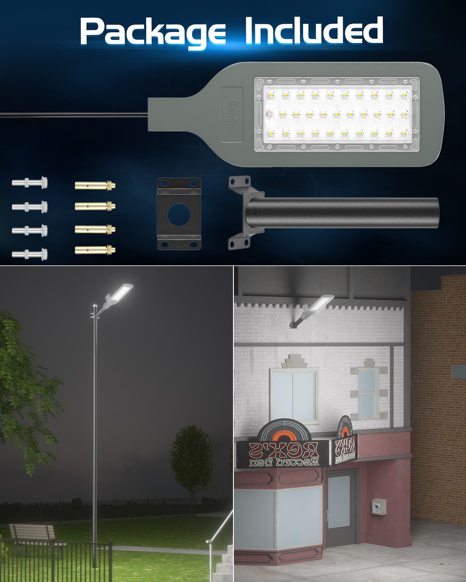 Gefolly 30W Parking Lot Light Commercial, IP67 Outdoor Area Lighting with Dusk to Dawn Photocell Security Light for Roard, Yard-1 Pack