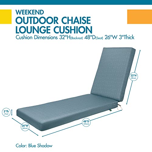 Duck Covers Classic Accessories Weekend Water-Resistant Outdoor Chaise Cushion, 80 x 26 x 3 Inch, Blue Shadow