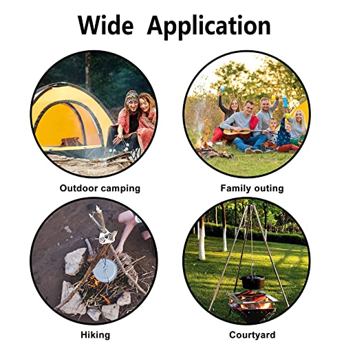 Camping Tripod Board,Stainless Steel Campfire Tripod Board with Adjustable Chain for Hanging Cookware Outdoor Cooking,Perfect Accessories for Outdoor Cooking