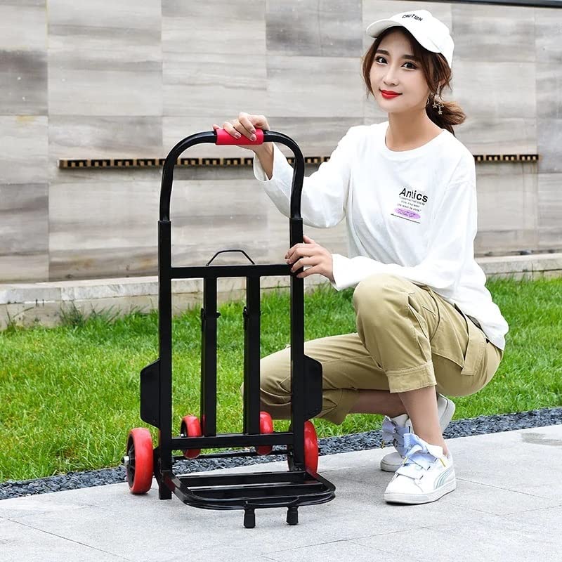 DOUBA Portable Folding Collapsible Dolly, Grocery Shopping Cart, Heavy Duty Utility Wagon with 4 Rubber Wheels