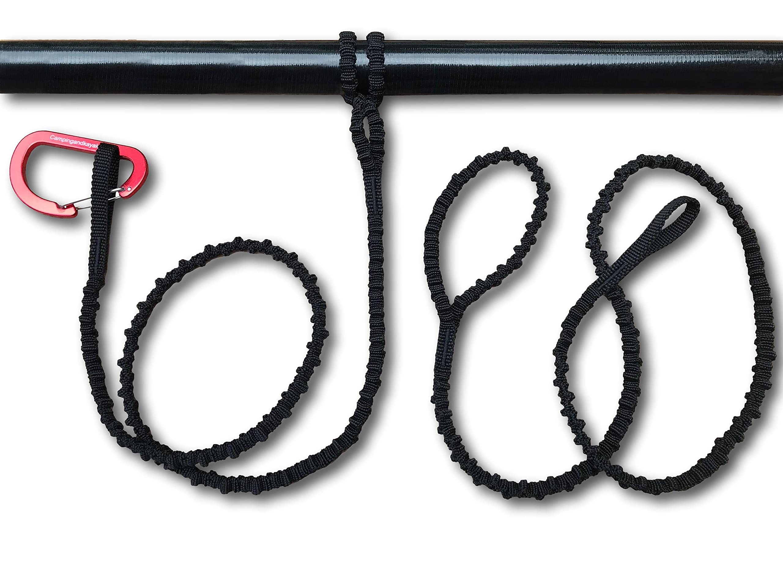 Campingandkayaking Made in The USA. Paddle/Rod Leash Set. Now with Cinch Lock, 2 Black Leashes and 1 Carabiner. Built to Last.