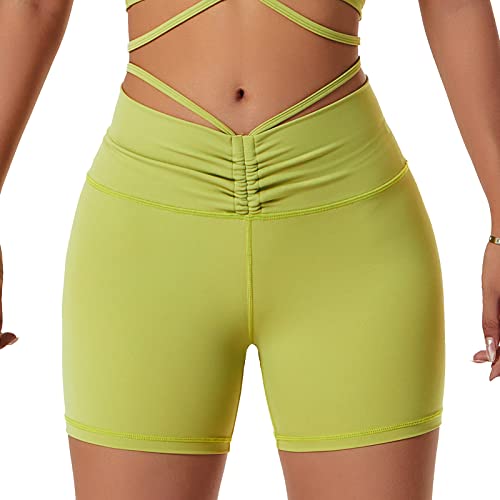 CATOO High Waist Patchwork Moisture Wicking Fitness Short Shorts Machine Washable Yoga Shorts For Running (S)