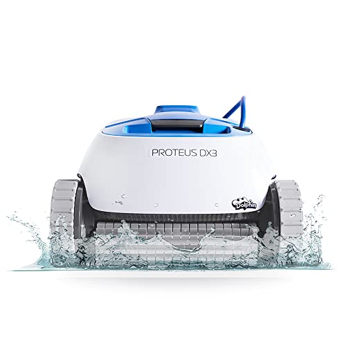 Dolphin Proteus DX3 Robotic Pool Vacuum Cleaner β Wall Climbing Capability β Powerful Active Scrubbing Brush β Ideal for All Pool Types up to 33 FT in Length