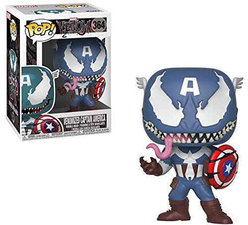 POP Marvel: Venom - Venomized Captain America Funko Pop Vinyl Figure (Bundled with Compatible Pop Box Protector Case), Multicolored, 3.75 inches