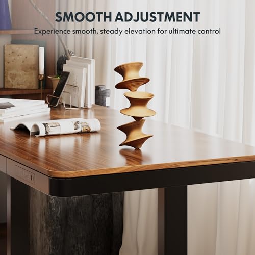 FLEXISPOT 55" Electric Standing Desk with Drawers, Quick Assembly Home Office Sit Stand Desk with Storage, USB Charging, Computer Desk for Home Office (55" Wood, Dark Walnut/Black)