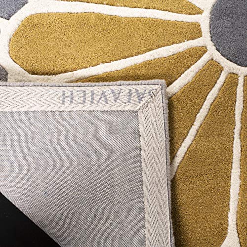 SAFAVIEH Soho Collection 2'6" x 6' Grey / Yellow SOH705A Handmade Premium Wool & Viscose Runner Rug