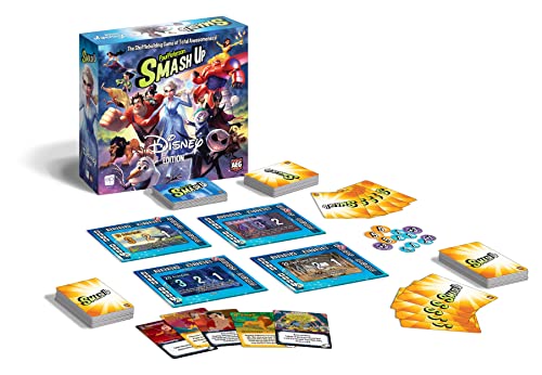 USAOPOLY Smash Up: Disney Edition | Featuring Disney Characters from Frozen, Big Hero 6, The Lion King, Aladdin, The Nightmare Before Christmas, & More | Standalone Smash Up Game