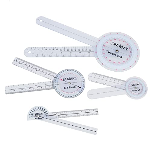 Jamar EZ Read 12.5" (32cm) Goniometer, Easy to Read Manual Range of Motion Measure Tool, Accurate Angle Measuring Device, Transparent Protractor Instrument, Inch & Centimeter Linear Measurement