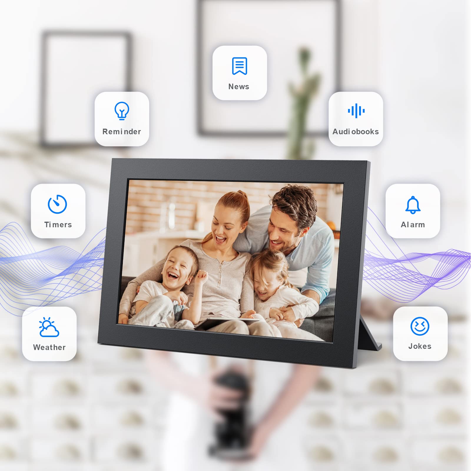 Digital Photo Frame with Alexa Built-in IPS HD WiFi 10.1'' Smart Digital Picture Frame, Touch Screen Display, 16GB Storage, Auto-Rotate, Easy Setup to Share Photos and Videos via App from Anywhere