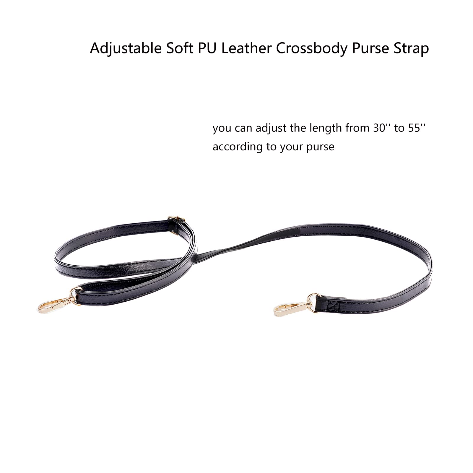 Xiazw Adjustable Soft PU Leather Shoulder Crossbody Purse Strap Bag Chain Replacement (White - Gold)