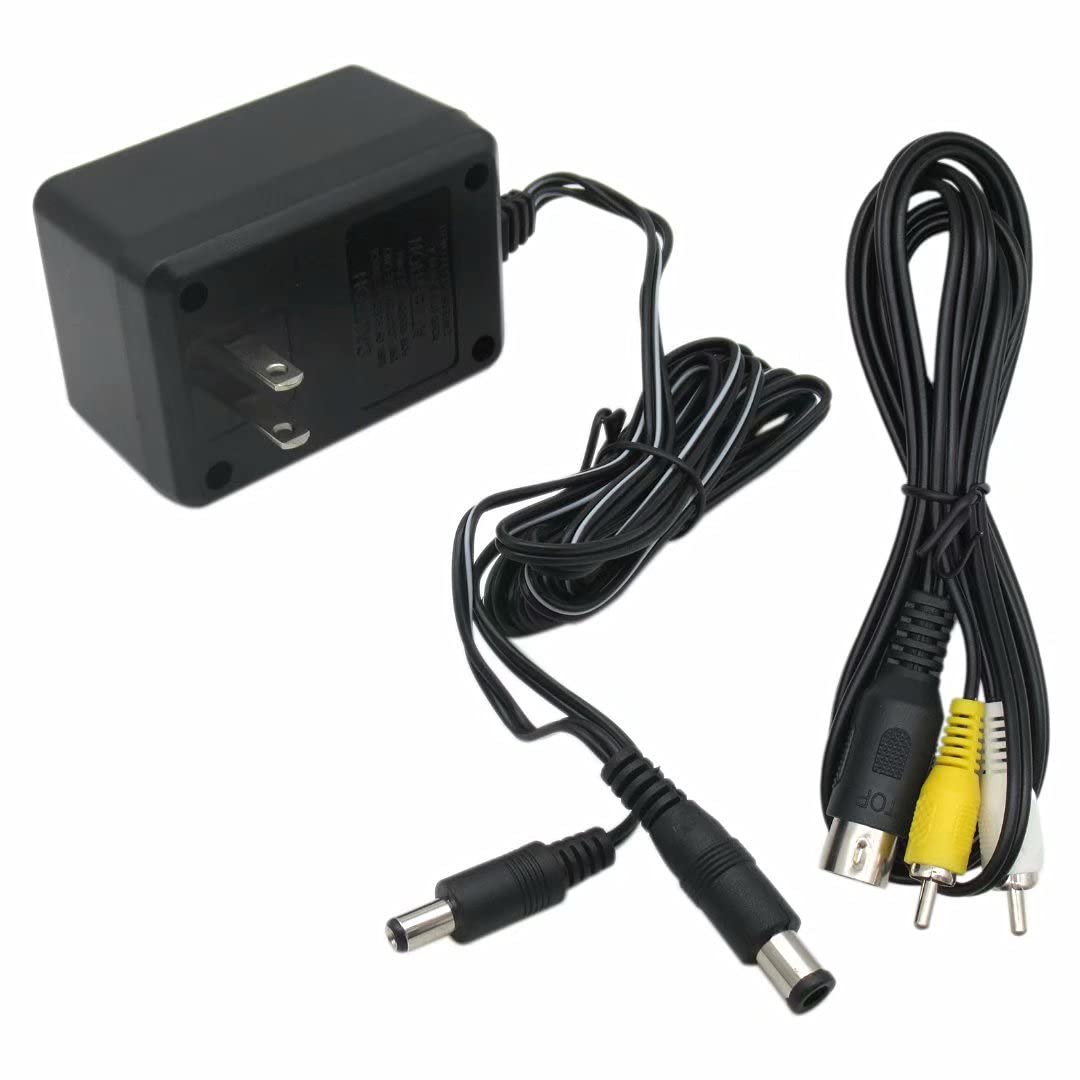 USonline911 Premium Audio Video RCA AV Cable Adapter Cord + AC Power Supply to External TV Screen Monitor for SEGA Genesis 1 Original MK1601 Gaming Systems Console Game Bundle Set