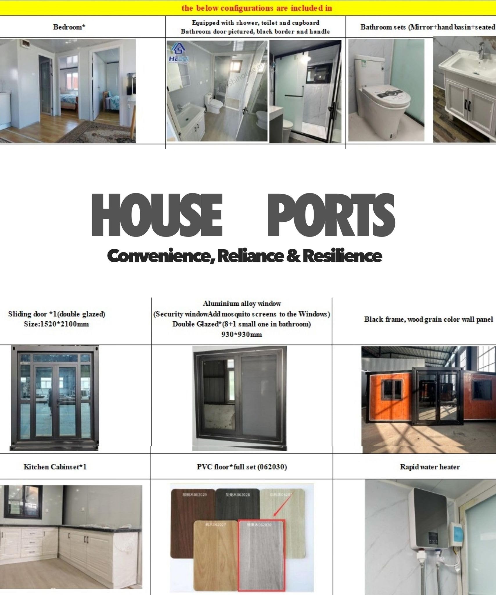 Generic House-Ports Expandable and Prefabricated Container House 15FTx20FT Home Kit with Windows and Doors for Living/Office/Garage/Extra Space/Hotels, Brown on Black