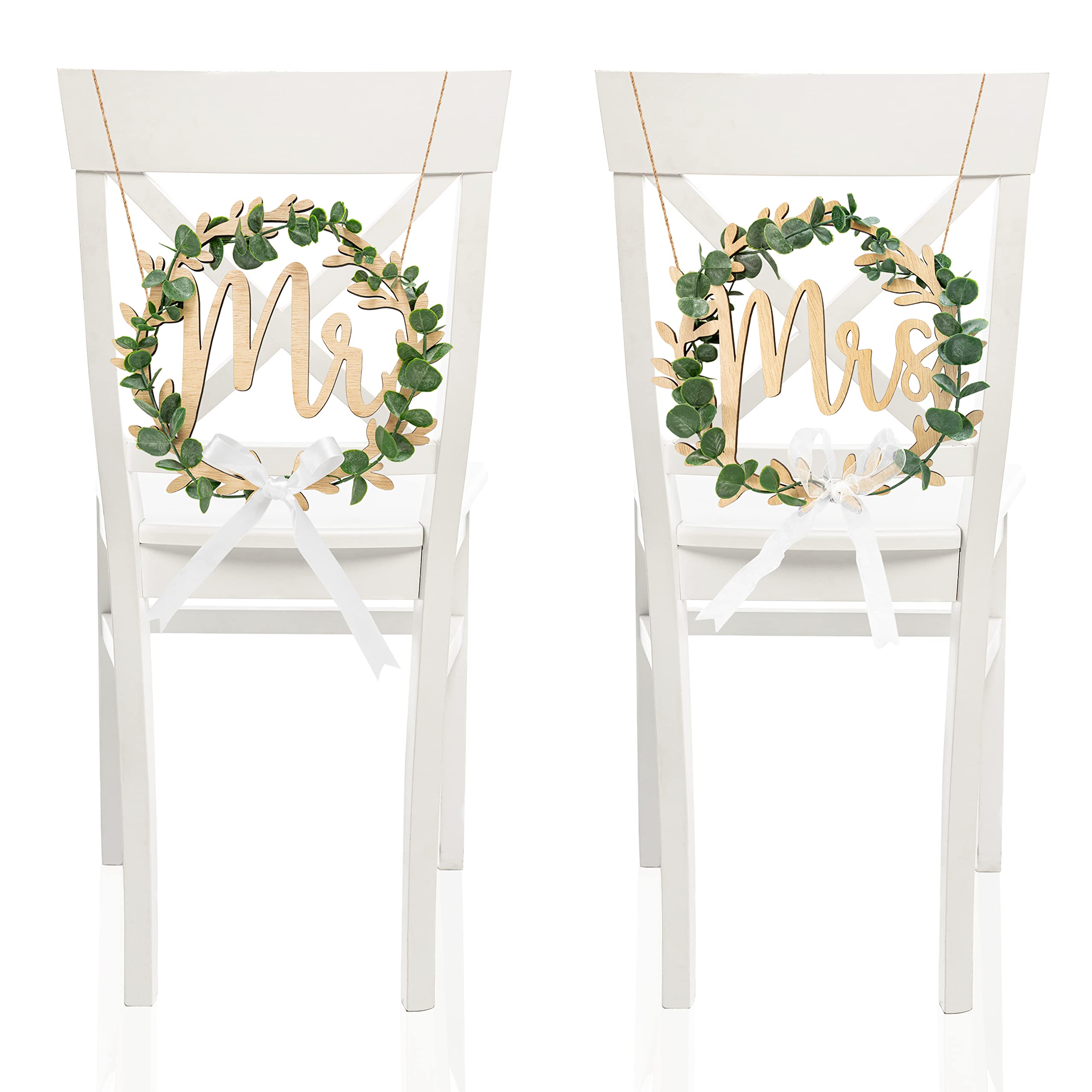 Forever Craft Bride and Groom Chair Signs - Mr and Mrs Sign, Mr and Mrs Chair Signs, Bride Chair Decor, Groom and Bride Chair Sign, Wedding Signs