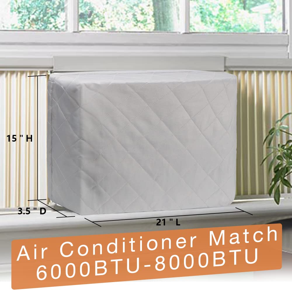 HOXHA Indoor Air Conditioner Cover for Window Units,Double Insulation Anti-Rust Adjustable Inside Window AC Cover with Free Elastic Straps