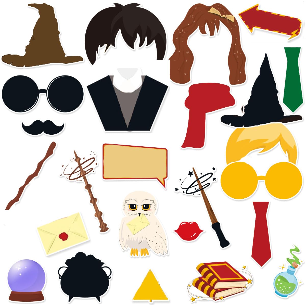 GeRRiT 25 Pcs Magical Wizard Decorations Photo Booth Props,Wizard Potter Theme Party Photo Props,Wizard Castle Birthday Supplies