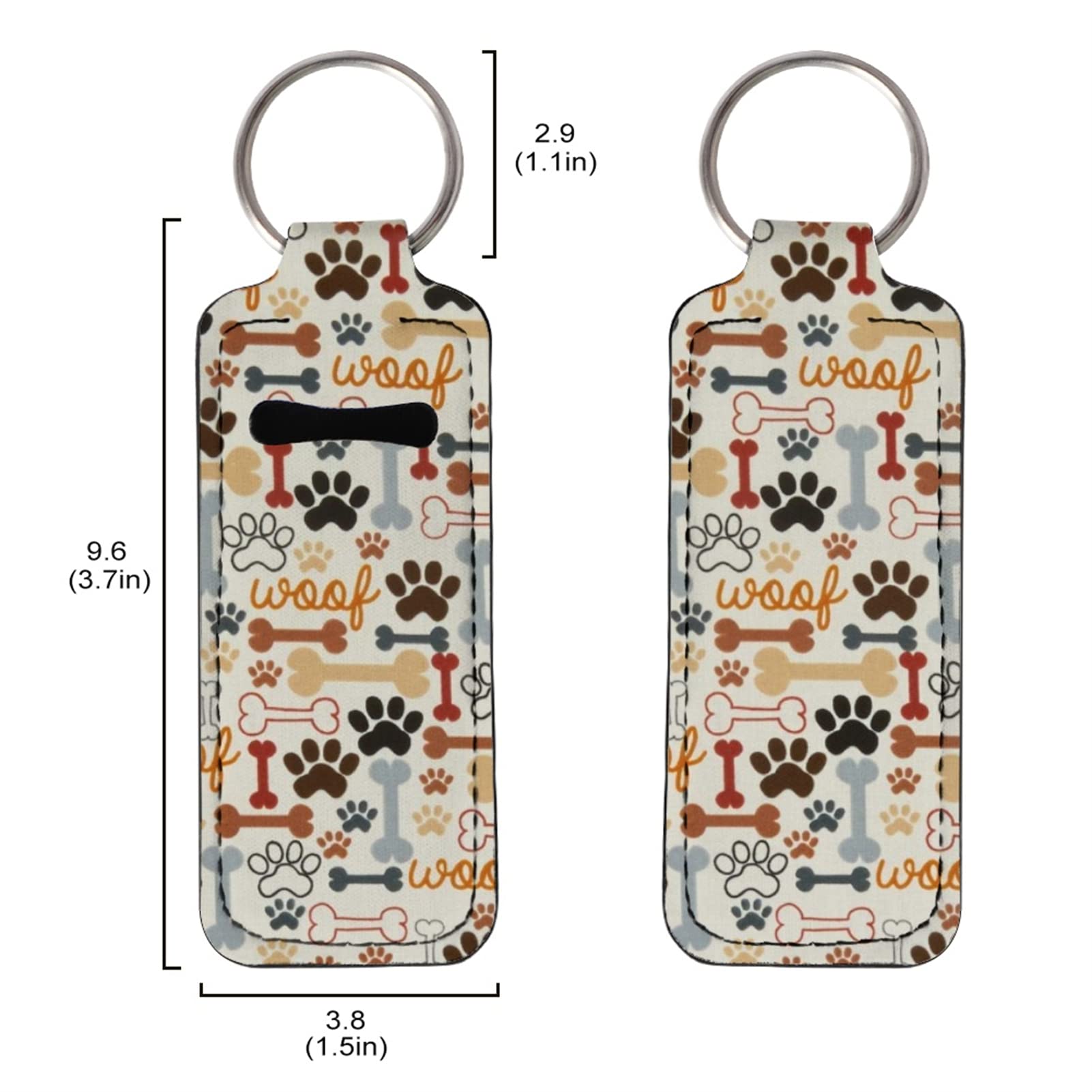 Coldinair Dog Paw and Bone Print Chapstick Keychain Holder Lipstick Holder Lip Balm Holder Keychains for Women