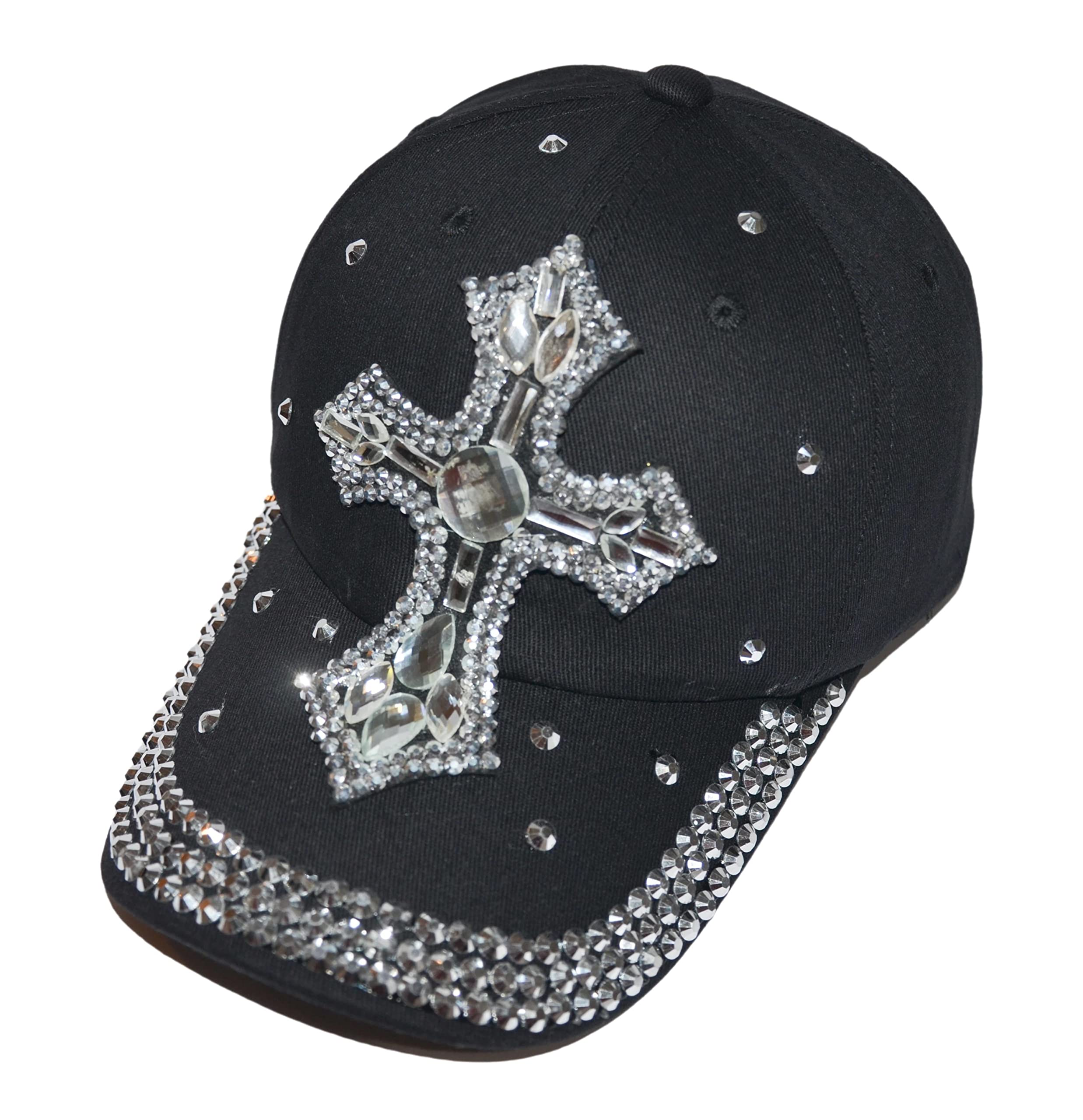 Popfizzy Bling Baseball Cap for Women and Girls, Fun Bedazzled Hats, Shiny Rhinestone Denim and Diamond Hat, Sparkly Gifts