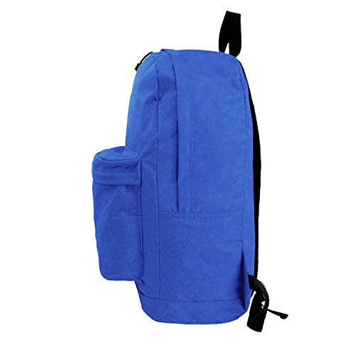 K-Cliffs Classic Bookbag Basic Backpack Simple School Book Bag Casual Student Daily Daypack 18 Inch with Curved Shoulder Straps Royal Blue