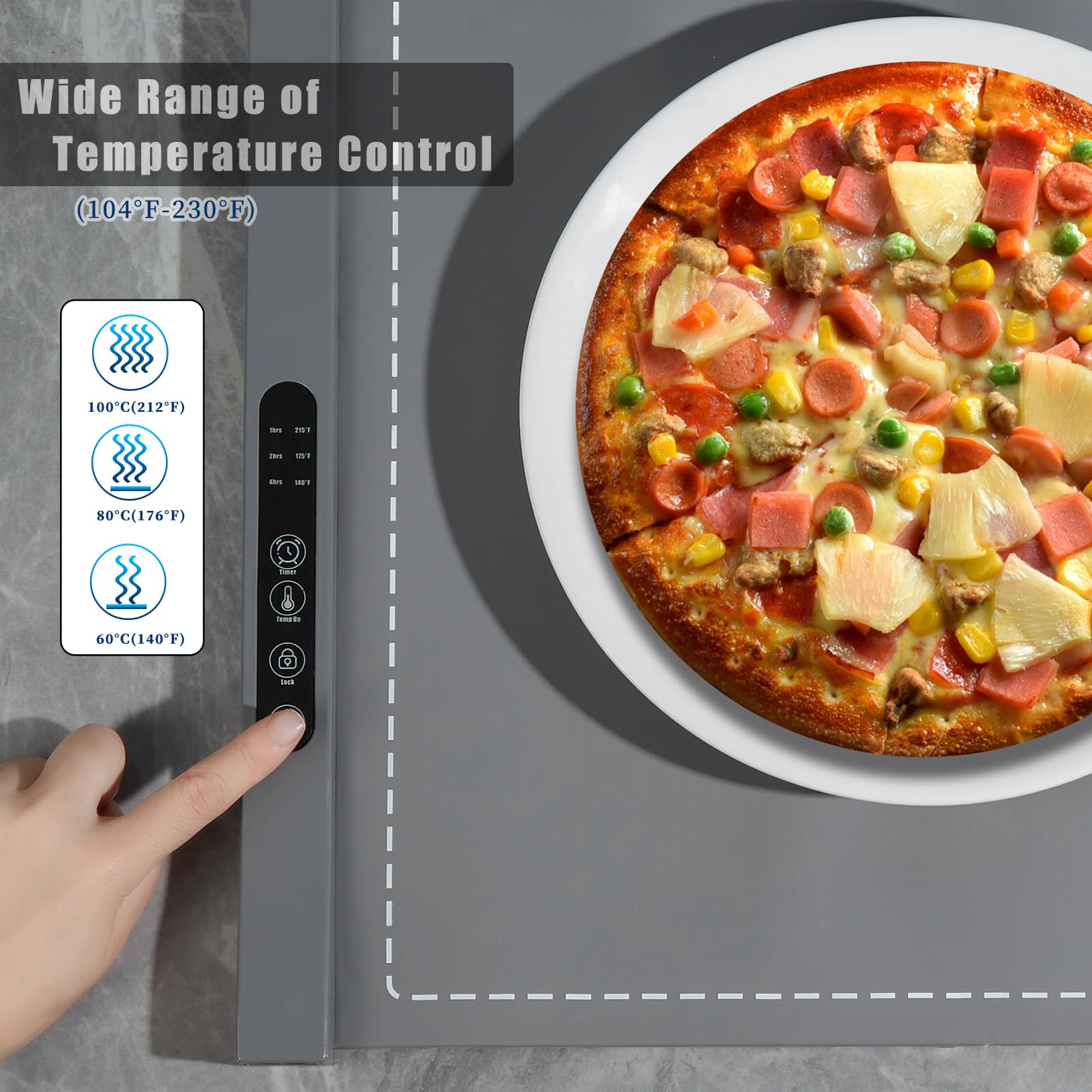 Electric Warming Tray, Warming Mat for Food,Portable Premium Silicone Electric Heating Tray with Auto Shut-Off and Lock for Parties Buffet