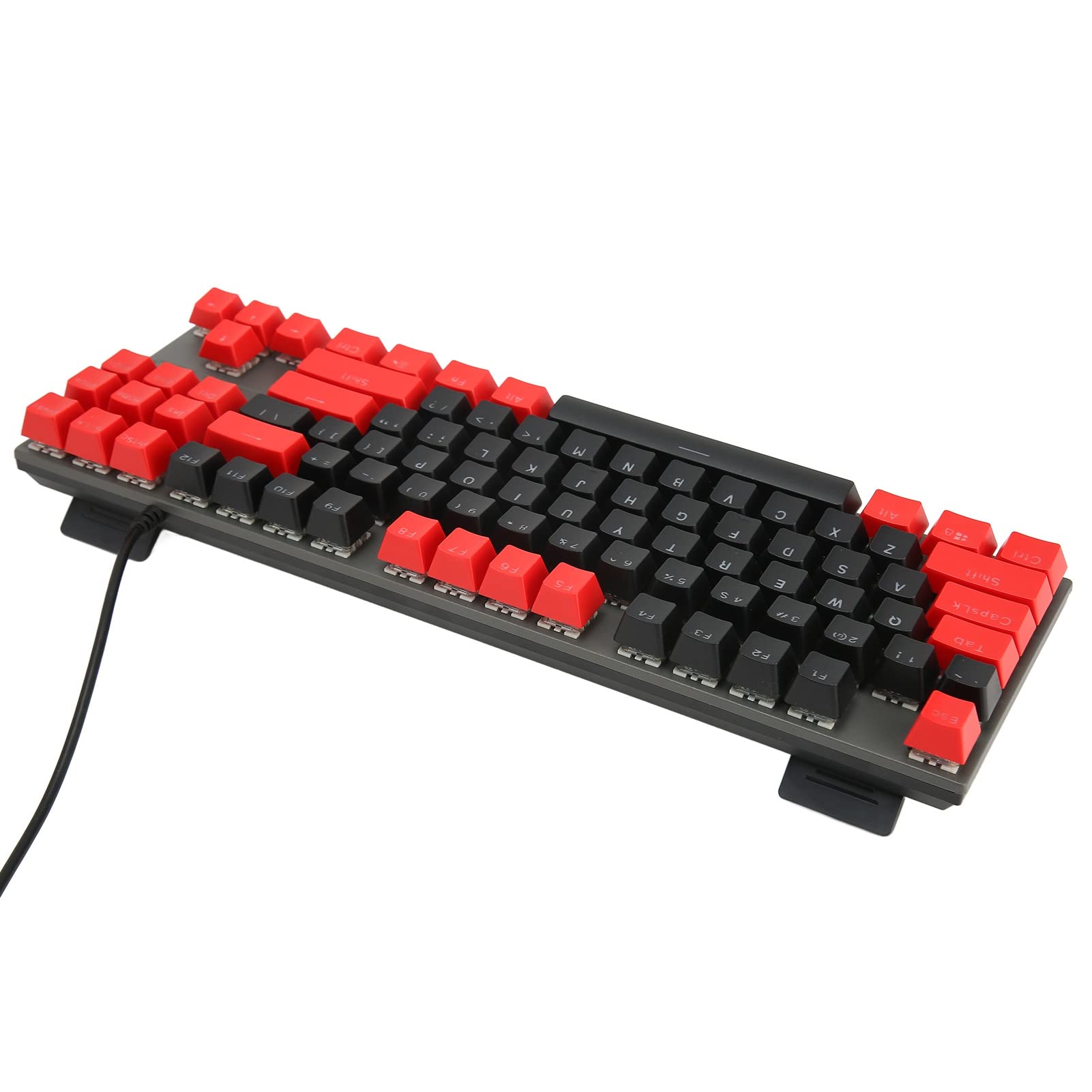 Dilwe Mechanical Gaming Keyboard, RGB Backlit USB Wired Keyboard with Blue Switch, Ergonomic 87 Keys Mini Wired Office Keyboard for Laptop Desktop PC (Wired Black Red)