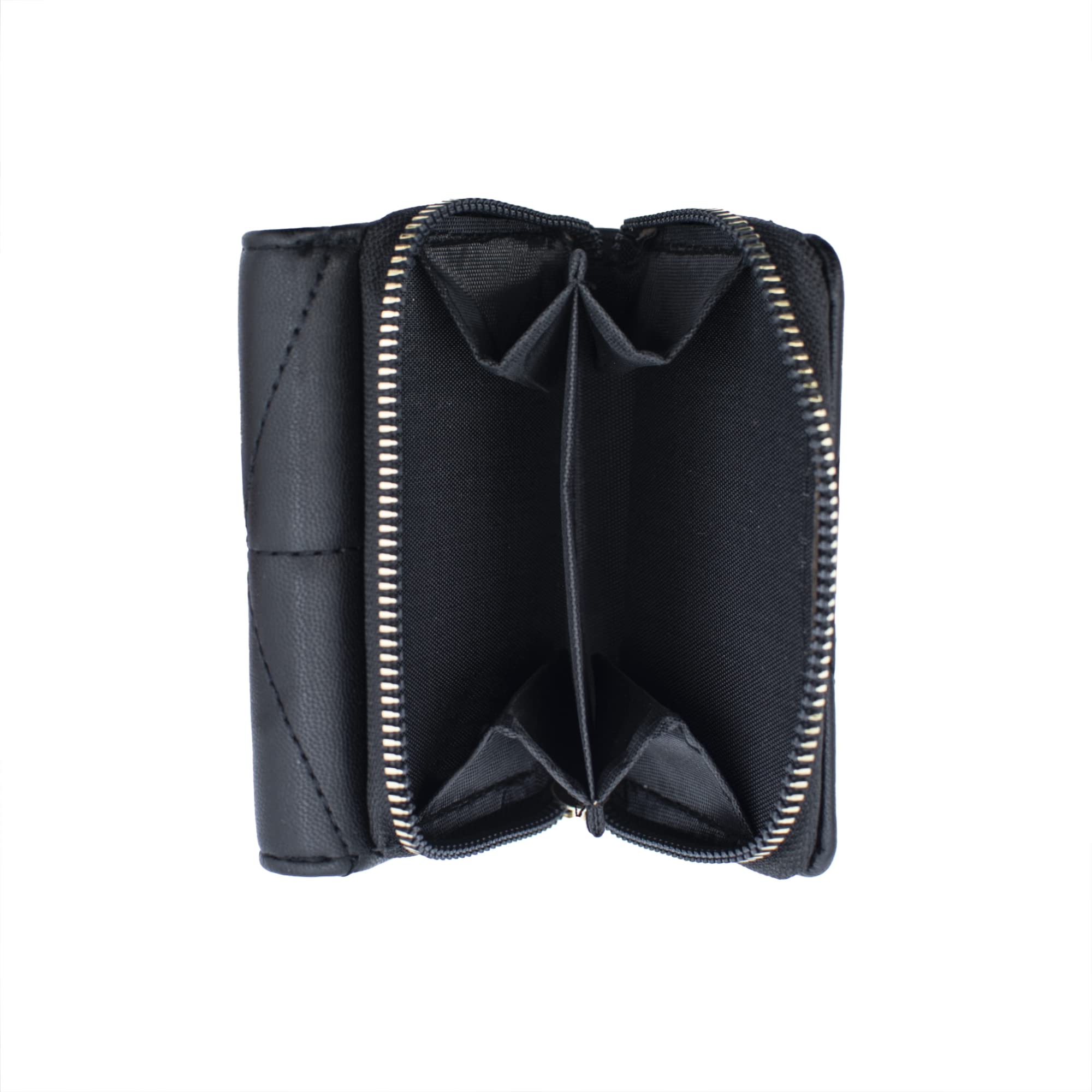XOXO Women’s Wallet Small Black Vegan Leather Quilted Pattern Zip Around Indexer XW321354G-42-A02 0