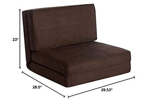 Urban Shop Ultra Suede Convertible Flip Chair, L28.5 x W29.53 x H23.0, Brown