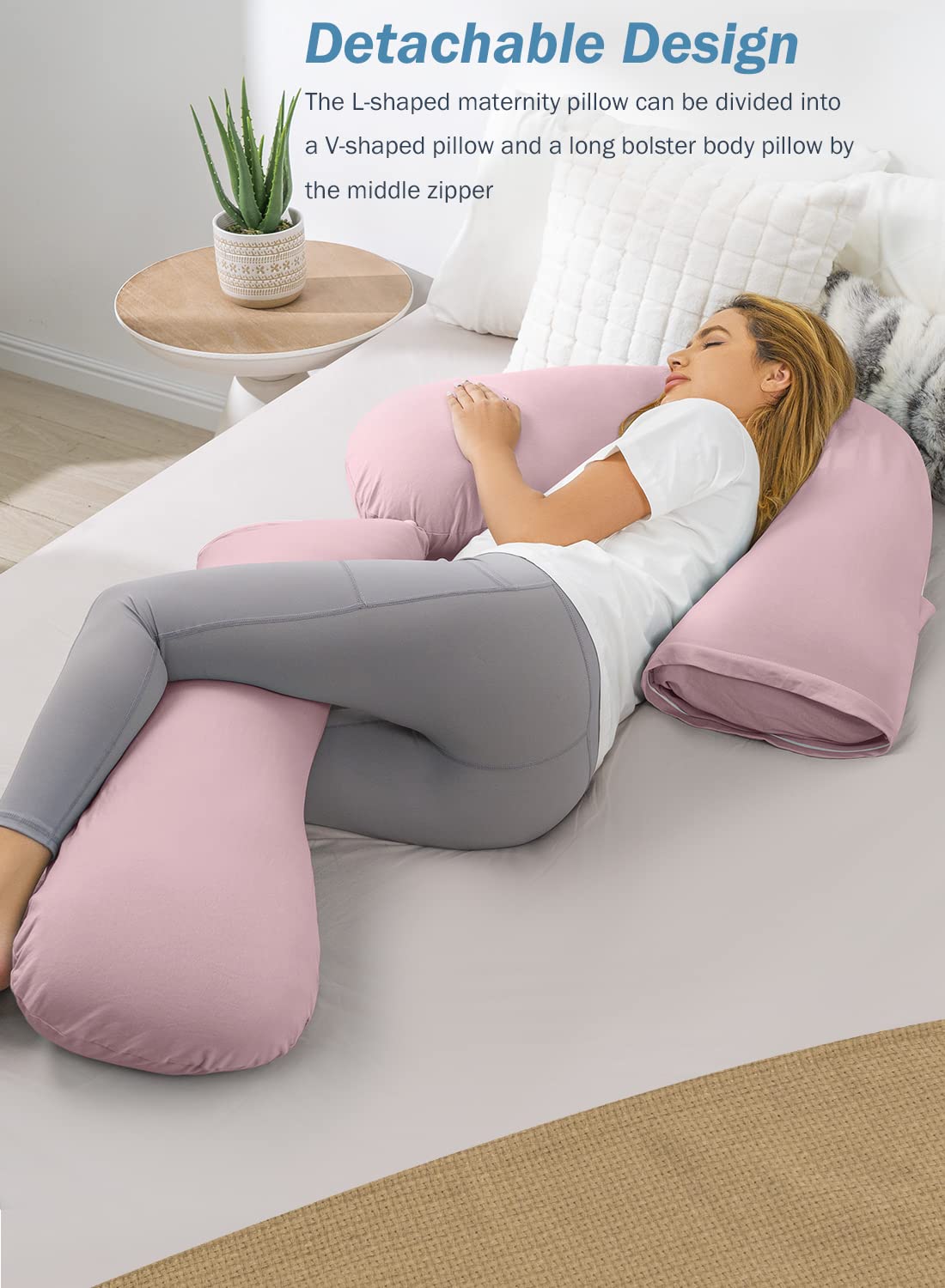 INSEN Pregnancy Pillow for Sleeping,Maternity Body Pillow for Pregnancy Women,Pregnancy Support Pillow for Back, Hip Pain,Grey