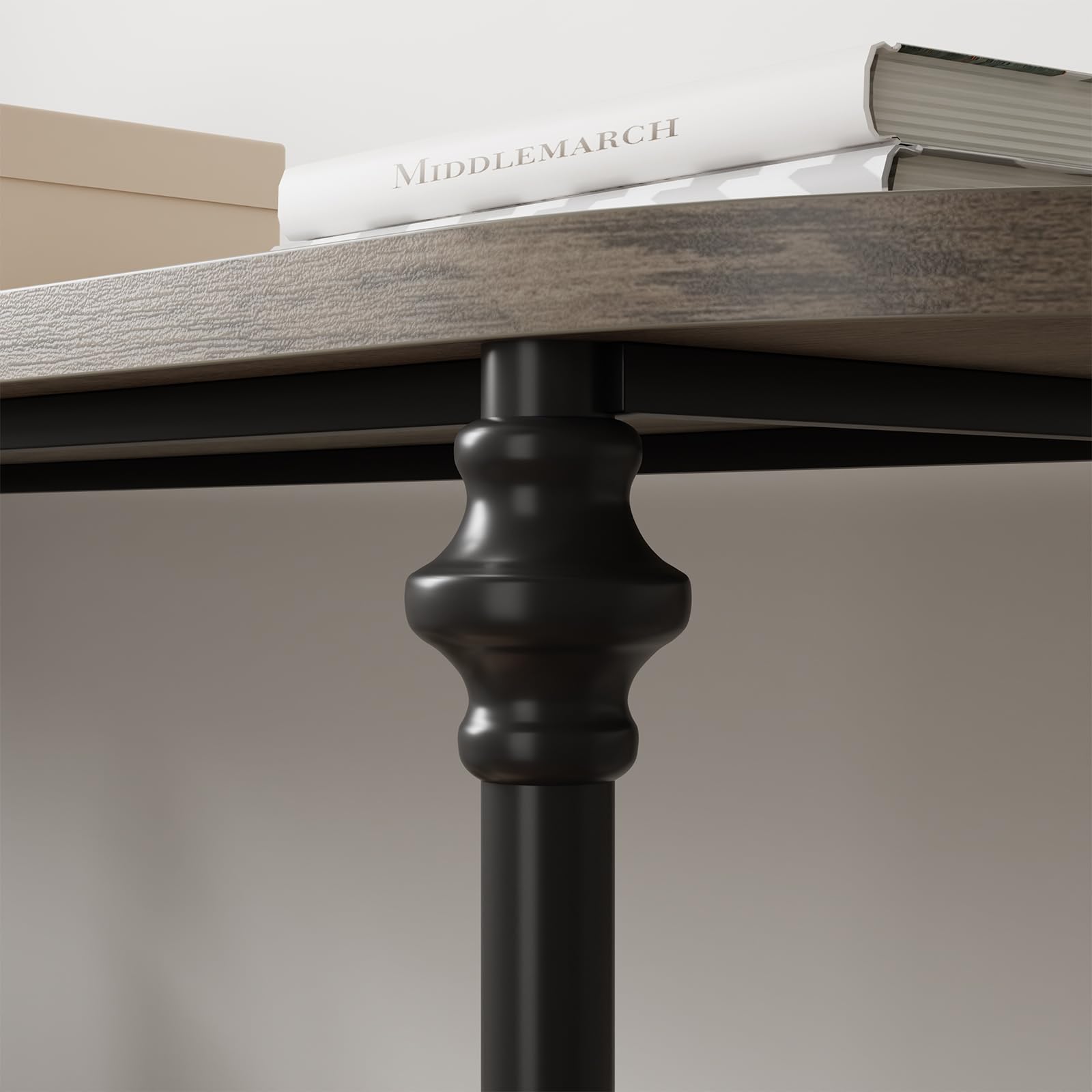 GarveeHome Entryway Table, 43.3" Long Console Table with Storage, 2 Tier Wood Console Table with Metal Frame and MDF, Sofa Tables Behind Couch, Hallway Table for Foyer-Grey