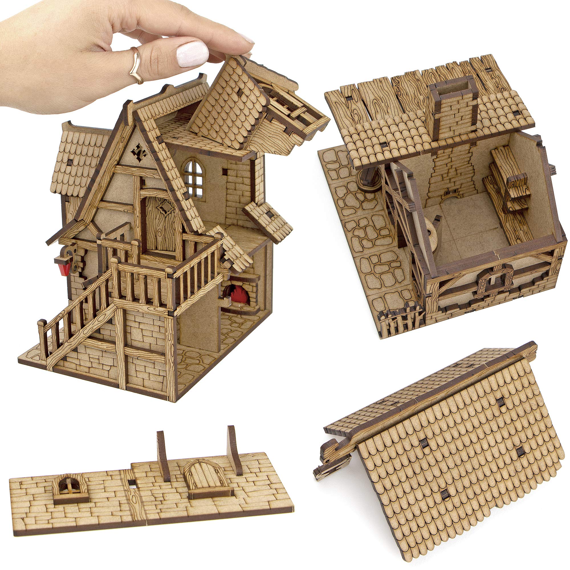 TowerRex Village DND Terrain 28mm Terrain DD Table Fantasy Miniature Warhammer Pathfinder Table D&D