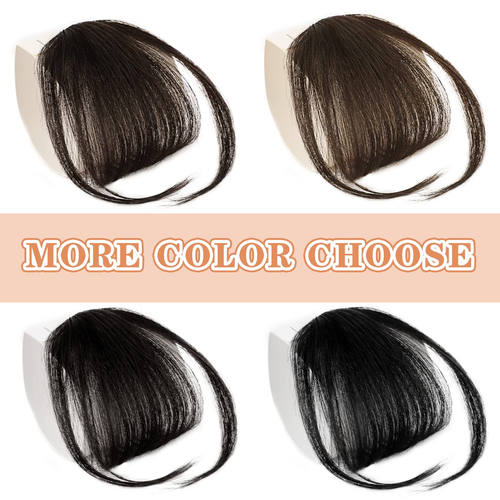 MORICA Clip in Bangs for Women 100% Human Hair Extensions Wispy Bangs Fringe with Temples Hairpieces Air Bangs Flat Bangs Clip Curved Bangs for Daily Wear
