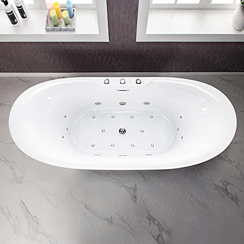 WOODBRIDGE 71" x 31 1/2" Whirlpool Water Jetted and Air Bubble Freestanding Bathtub , B0034