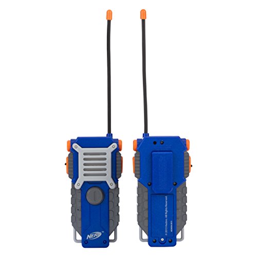 Sakar Nerf Walkie Talkie for Kids Fun at The Touch of A Button, Set of 2, 1000' Range, Rugged Pair Battery Powered Gray Blue & Orange