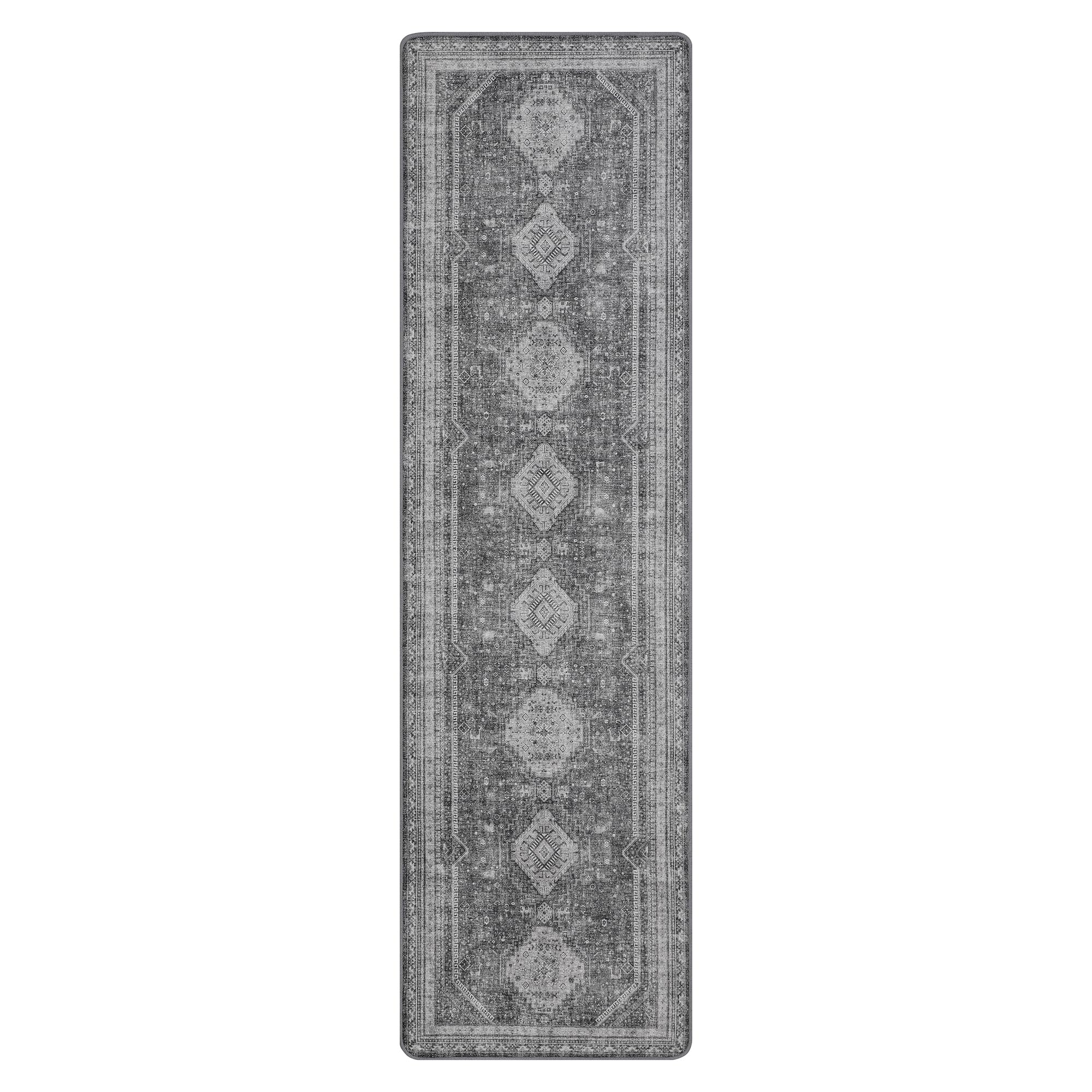 GENIMO Runner Rugs 2x5 Non Slip Hallway Runner Rug, Machine Washable Low Pile Lightweight Mat for Living Room, Entryway, Bedroom, Kitchen and Passage, Gray