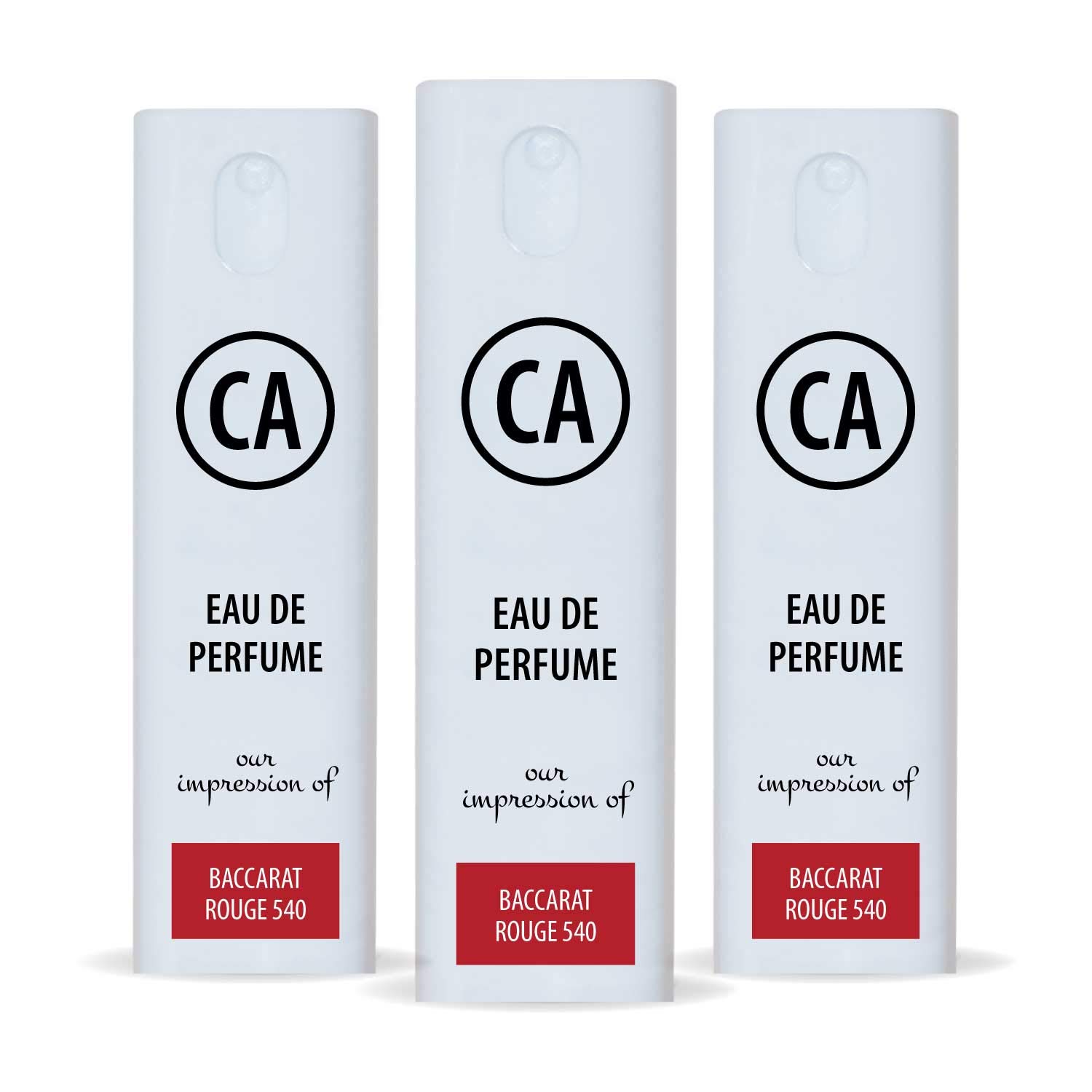 CA Perfume Impression of Baccarat Rouge 540 For Men Travel Size Refillable Atomizer Sample Replica Fragrance Eau de Parfum / Cologne Sprayer ( 0.3 Fl Oz/10 ml ) X3