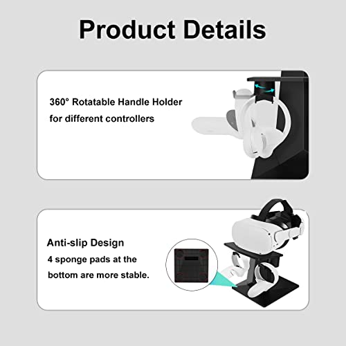 BQ SAER VR Stand, VR Headset Oculus Quest 2 Stand, VR Accessories Headset and Controllers Stand for Meta/Oculus Quest 2/Quest/Rift S/Valve Index, VR Oculus Quest 2 Accessories Desktop Display Stand