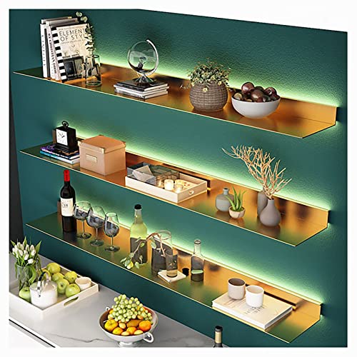 Floating Display Shelf with Built-in Illuminated LED Light and Transformer, Metal Wall Mounted Light-Emitting Shelves, Lighted Display Stand for Entrance Bar Countertop Living Room Bathroom ( Color :
