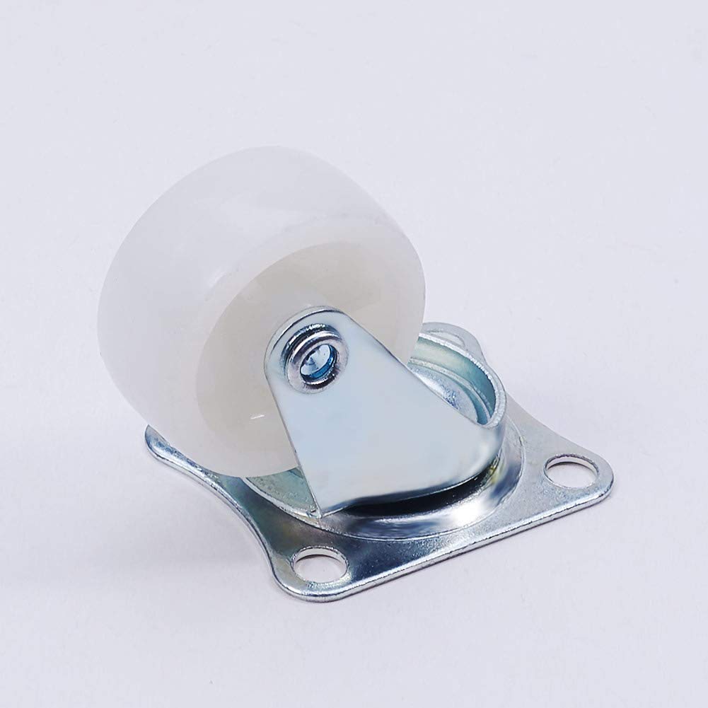 Caster Furniture,Rubbered Trolley Wheels , Castor Wheels,Furniture Casters,Swivel Casters 1.18 Inch Nylon Top Plate Mounted Caster Wheels No Brake White 26lb Capacity 2pcs