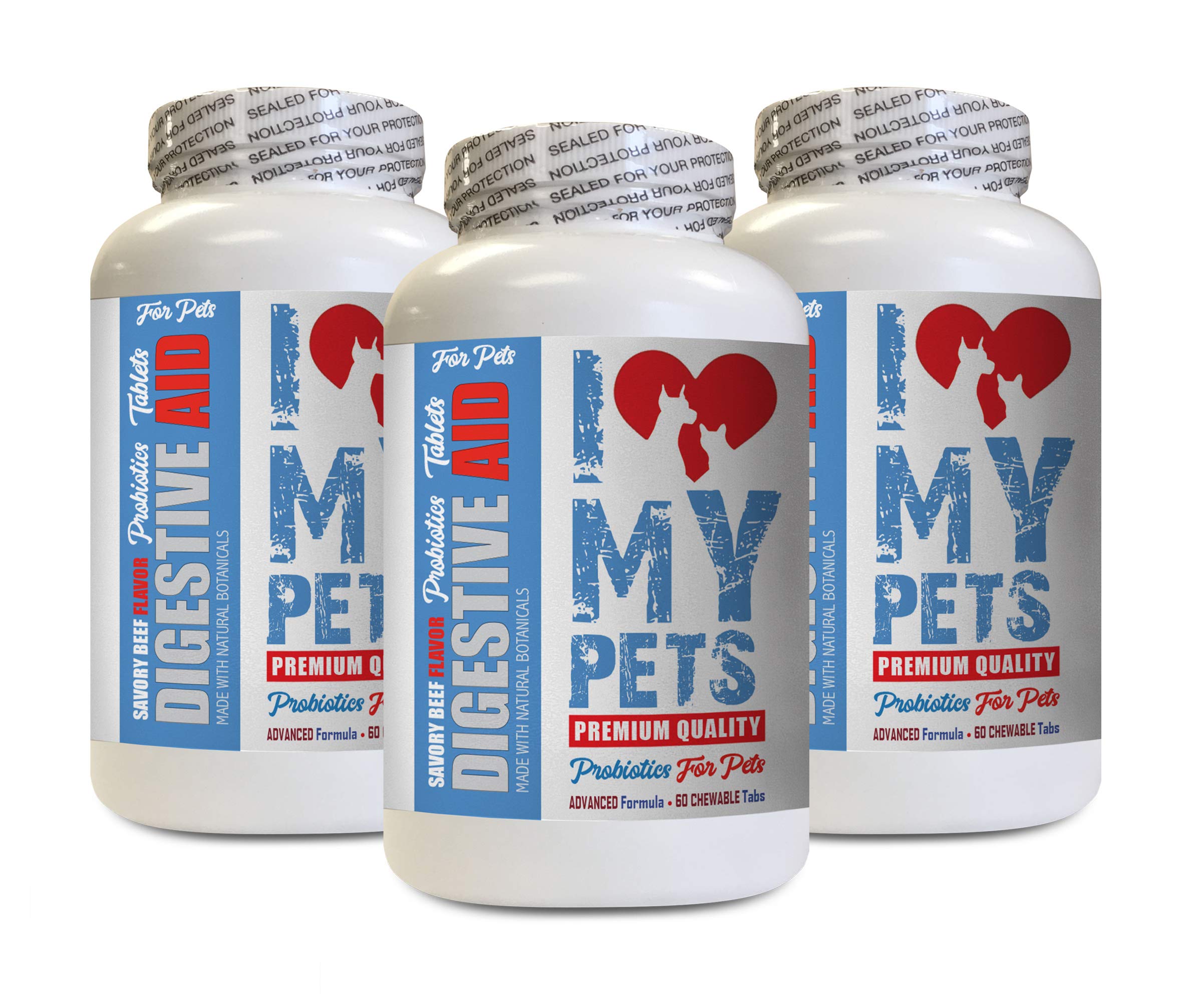 I Love My Pets Dog probiotics Chews - PET Digestive AID - Dogs and Cats - Best PROBIOTICS - lactobacillus acidophilus for Dogs - 180 Treats (3 Bottle)
