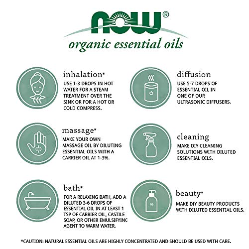 NOW Essential Oils, Organic Oregano Oil, Comforting Aromatherapy Scent, Steam Distilled, 100% Pure, Vegan, Child Resistant Cap, 1-Ounce