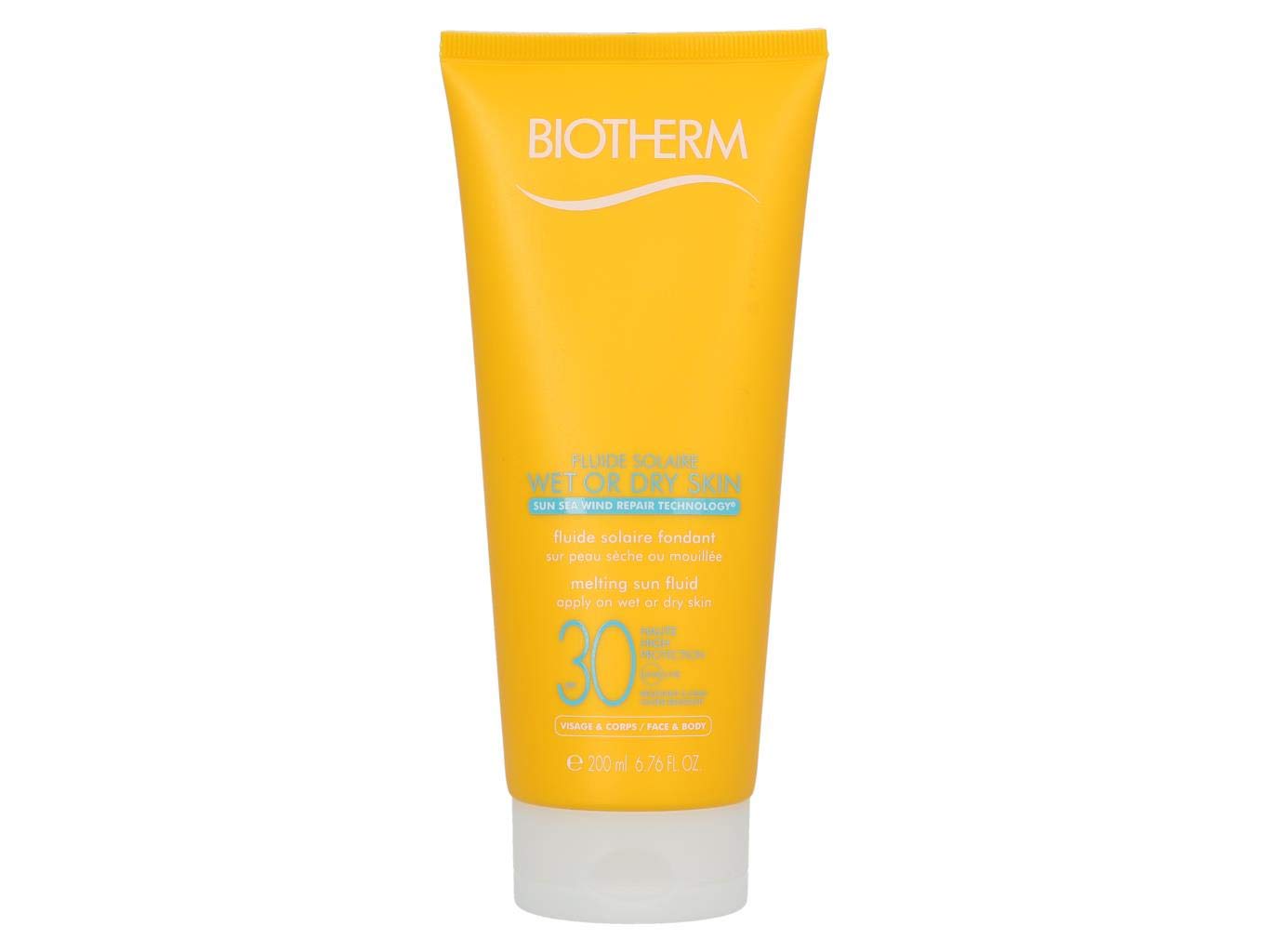 Biotherm Fluide Solaire Wet Or Dry Skin Melting Sun Fluid SPF 30 For Face And Body, Water Resistant, 6.76 Ounce
