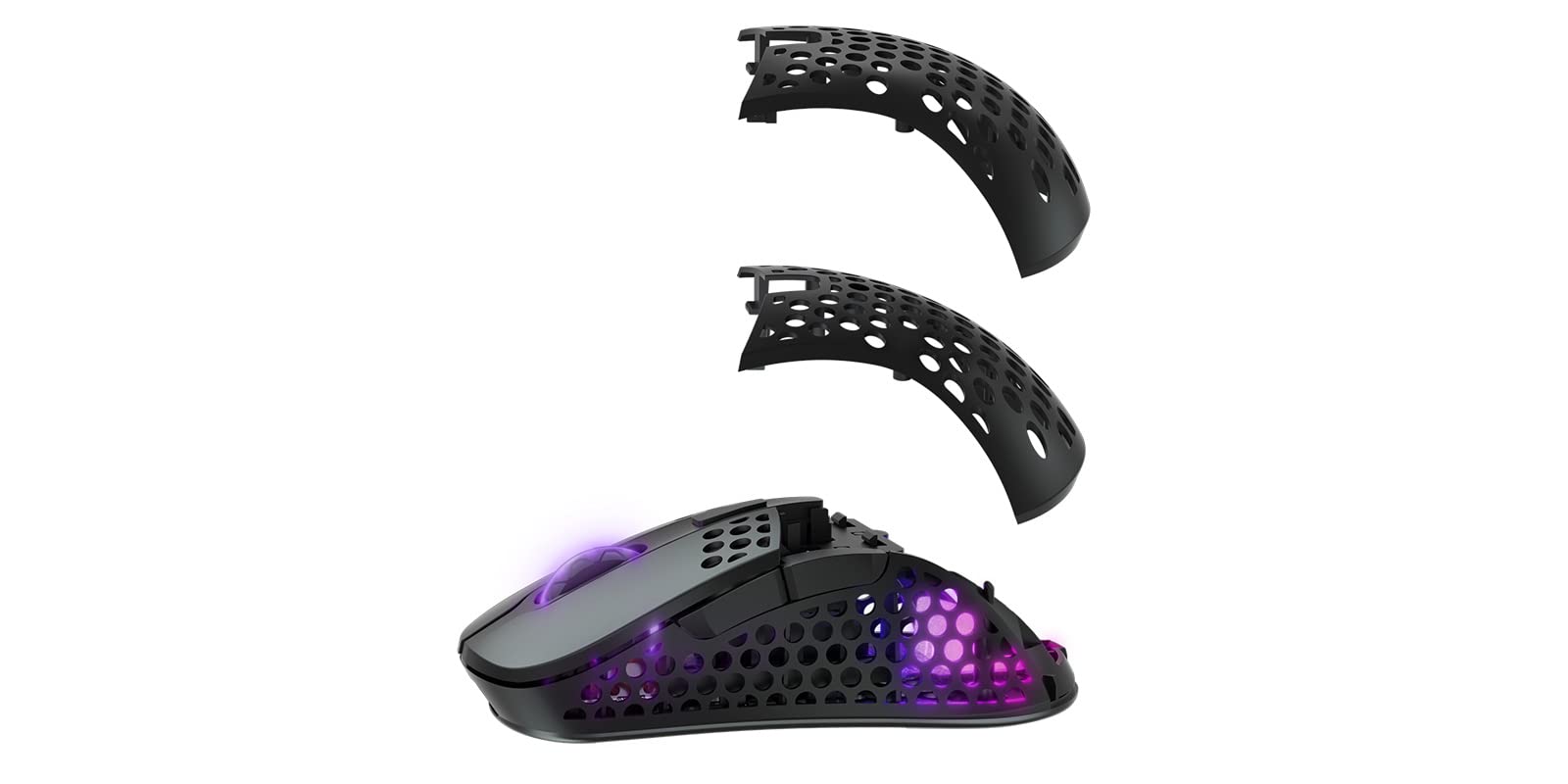 XTRFY M4 Wireless, Wireless Ultra-Light Gaming Mouse, Optimised for E-Sports, 2.4 GHz, RF RGB Lighting, Adaptable Ergonomic Right-Handed Mouse, Rechargeable, Black