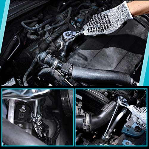 DURATECH 10-Piece Socket Accessory Kit, Includes 3/8β Drive Extension Bar Set, 1/4β, 3/8β & 1/2β Drive Universal Joints and Adapters, with EVA Foam Tool Organizer, Cr-V Steel Made