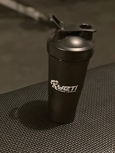 Yeti Fitness & Nutrition Classic Shaker Bottle for Protein Shakes and Pre Workout Drinks | BPA Free | Black