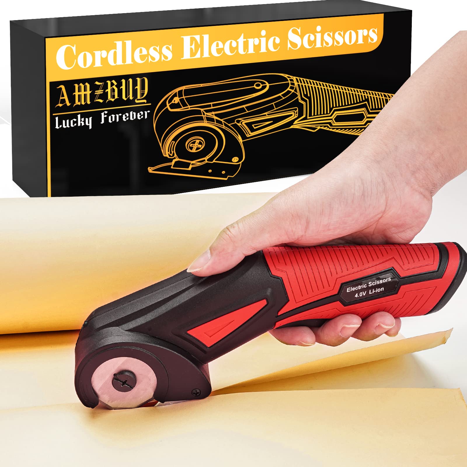 Cordless Electric Scissors Cutter Tool - Rotary Multi-Cutting Power Tools Rechargeable with Safety Lock Sharp Blade for Box Fabric Cardboard Carpet Cloth, Gifts for Men Women Crafter Tailor Household