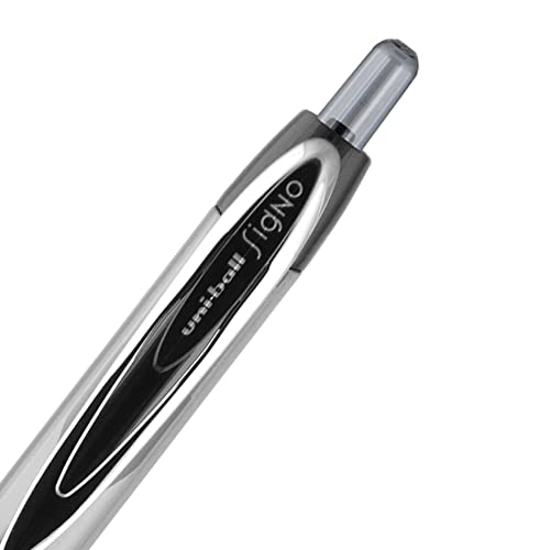 uni-ball® Signo Gel 207™ Retractable Gel Pens, Medium Point, 0.7 mm, Clear Barrels, Black Ink, Pack Of 4