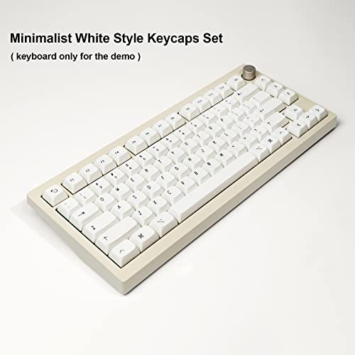 MAIRYYA 126 Keys Minimalist White Keycaps, XDA Profile PBT Keyboard Keycaps Full Set, Custom Dye Sublimation Keycaps for 60% 65% 75% 100% Cherry MX Switches Mechanical Keyboard