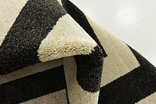 Unique Loom Athens Collection Classic Geometric Modern Border Design Area Rug, 9 ft x 12 ft, Black/Beige