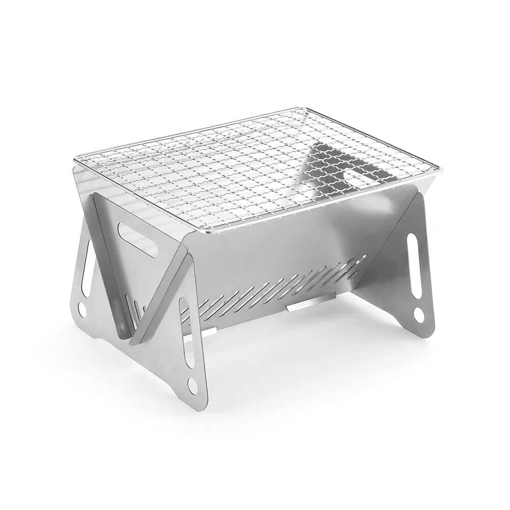 EROUGE Portable Mini Camping Grill,Folding Outdoor Campfire Grill Cooking for Picnics Fire Pit Feeds 2 People and fits in Your Backpack. Designed for Hiking,Tailgating