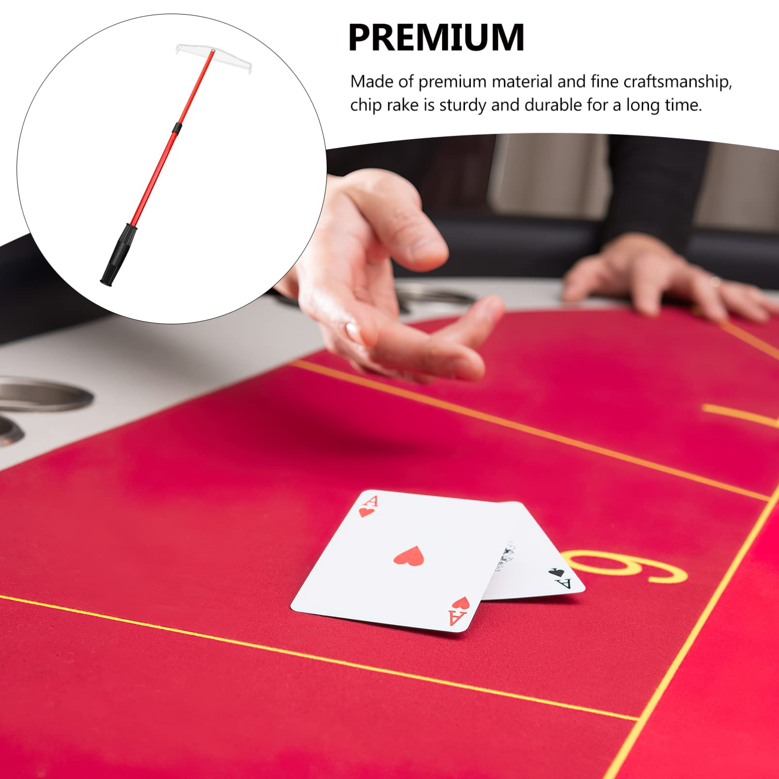 Cabilock Poker Chips Bingo Chips Wand Poker Chip Tray Dice Chips Rake Collector Rake Game Chips Collecting Rod Accessory Rake Chip Tray Metal Dice Metal Dice